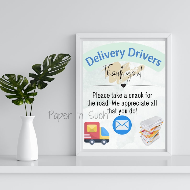 Printable Delivery Driver Snack Sign, Mail Carrier, Package Delivery ...