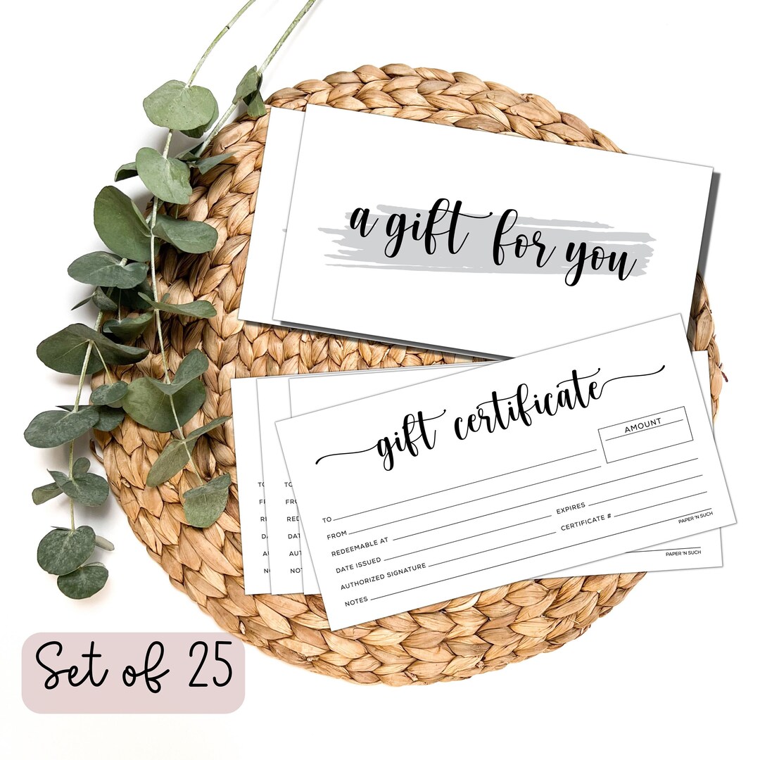 25 Blank Gift Certificate Vouchers for Small Business 3.75x7.5 ...