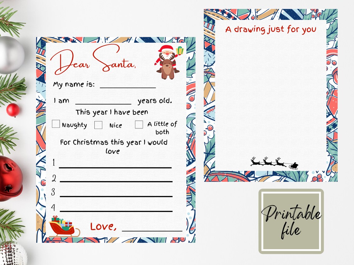 Letter to Santa Printable Kids Letter to Santa Santa Letter - Etsy