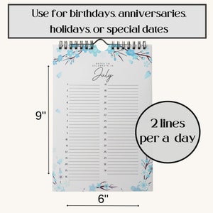 Perpetual Floral Wall Calendar for Birthdays & Anniversaries -12 Months ...