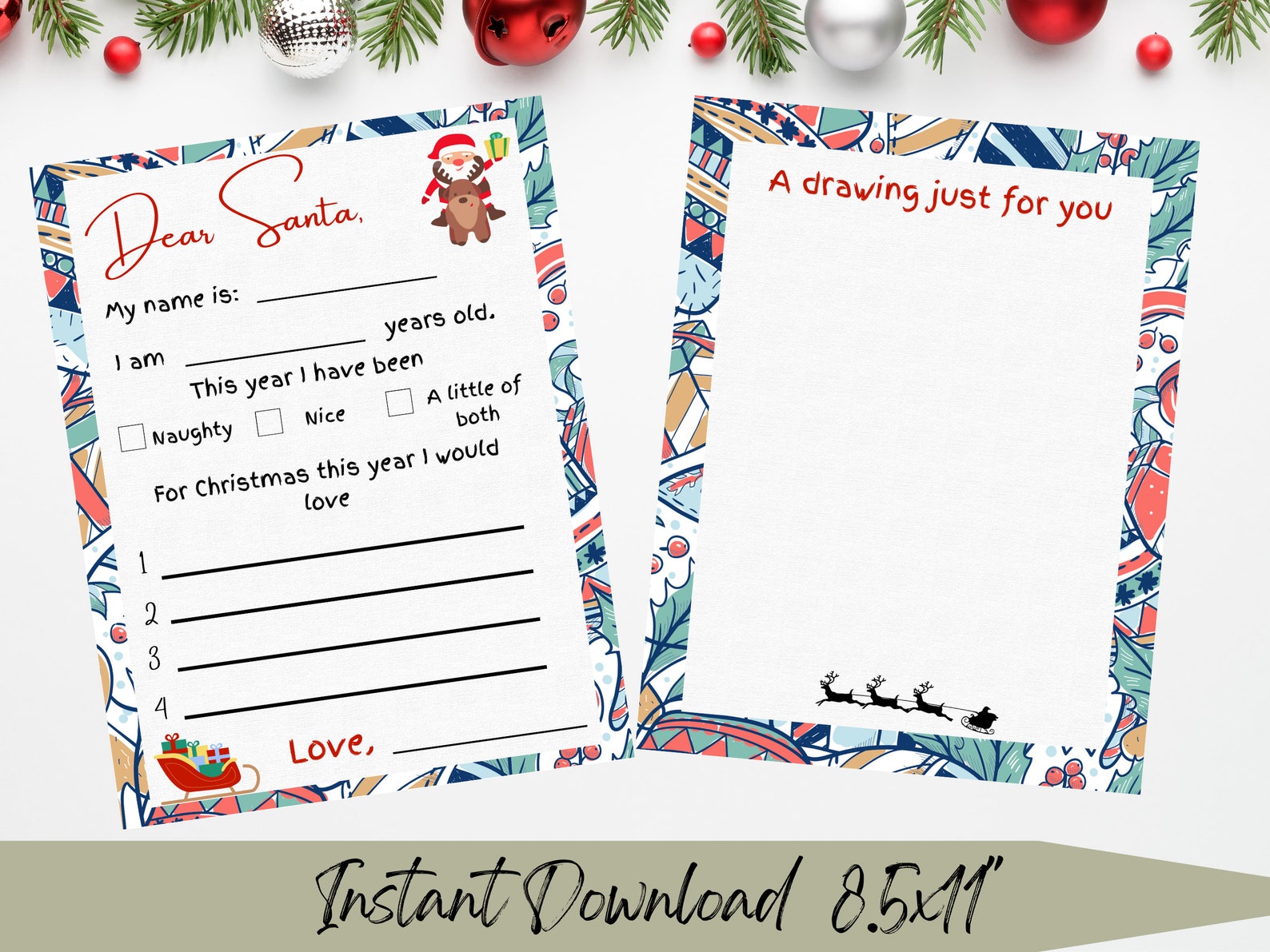Letter to Santa Printable, Kids Letter to Santa, Santa Letter ...