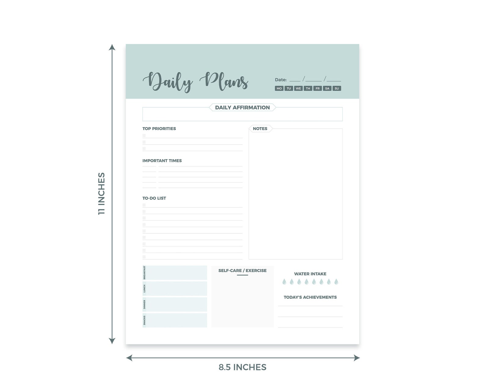 Spiral Daily Planner Agenda Notepad W/ 100 Undated 8.5 X 11 - Etsy