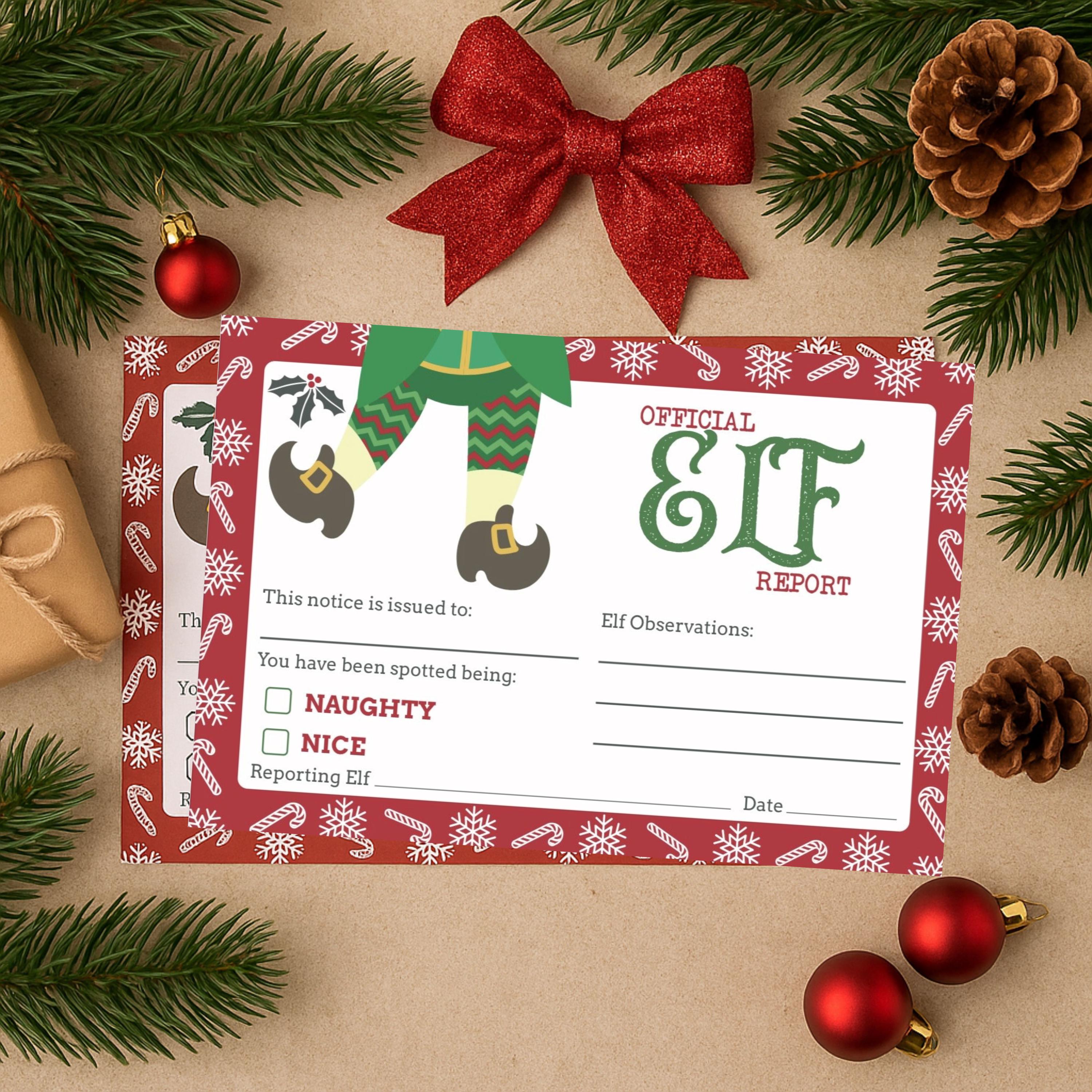 Official Elf Report Cards, SET OF 25 PRINTED, 4x6" Elf Behavior ...