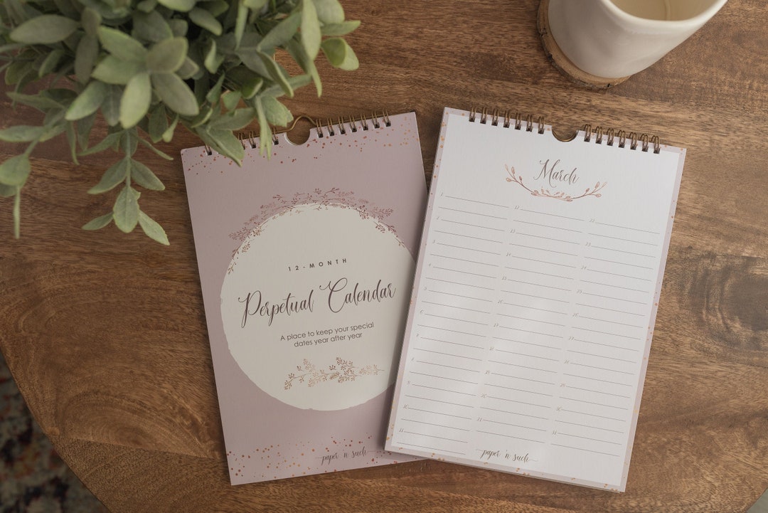 Perpetual Floral Wall Calendar for Birthdays & Anniversaries -12 Months ...