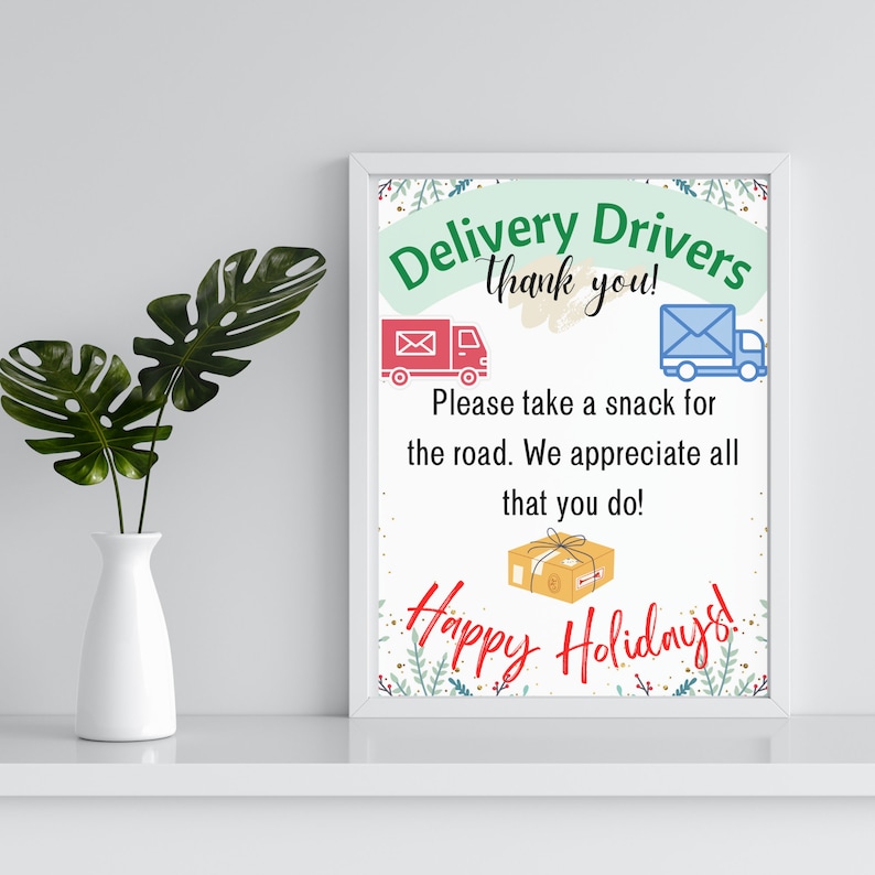 Printable Delivery Driver Snack Sign Christmas Holiday Mail - Etsy