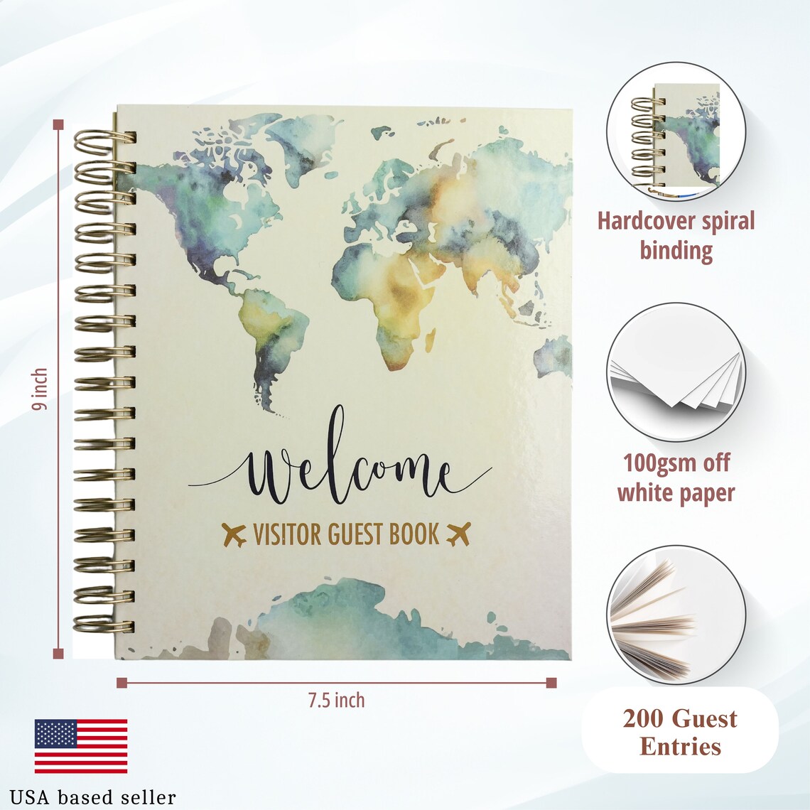 Short Term Rental Visitor Guest Book Spiral Binding Airbnb Log Journal ...