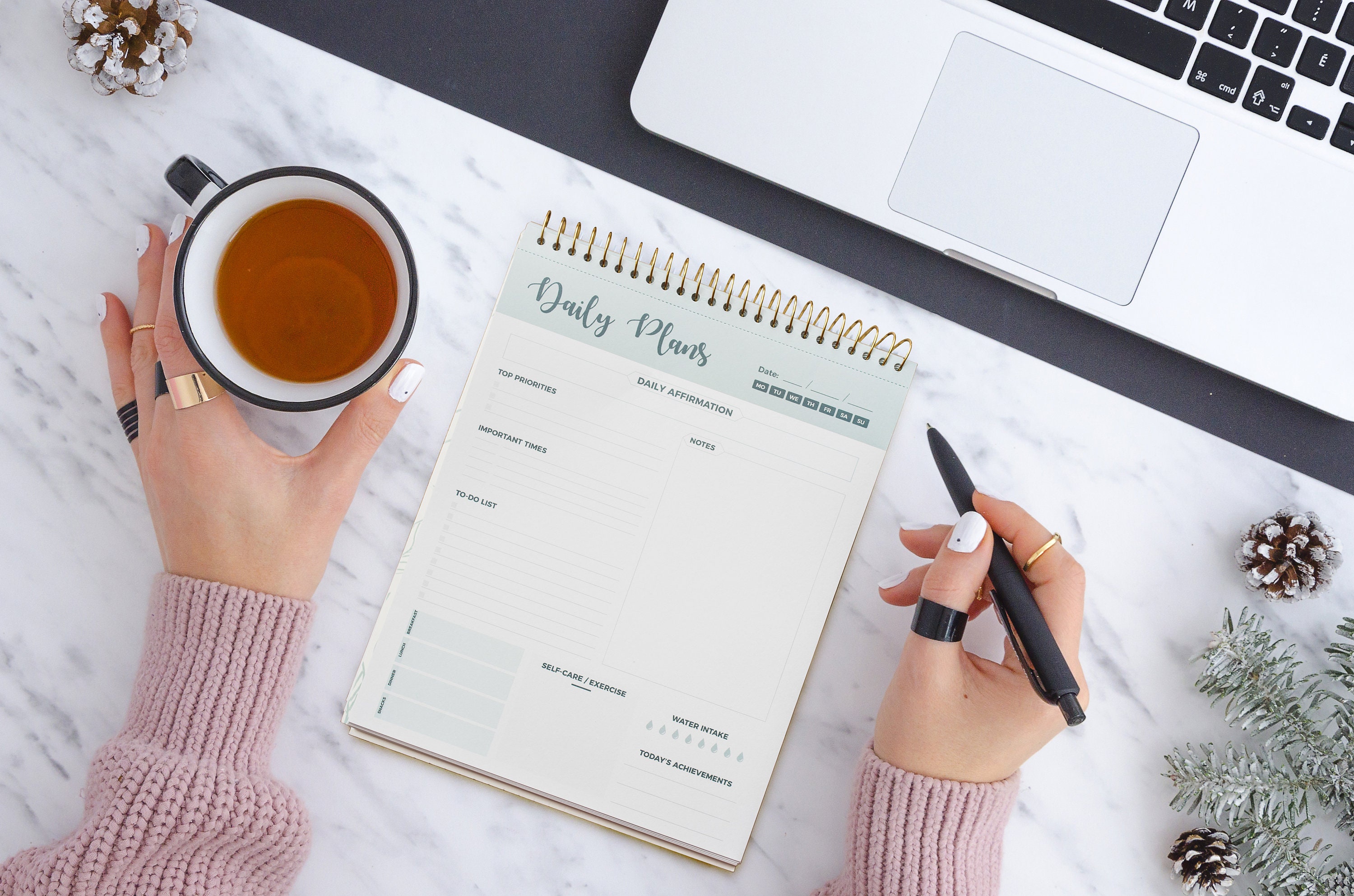 Spiral Daily Planner Agenda Notepad W/ 100 Undated 8.5 X 11 | Etsy