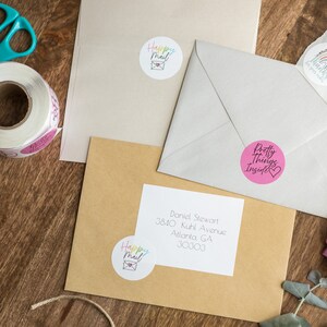 Assorted Cute Mailing Round Glossy Stickers Labels /happy Mail / Thanks ...