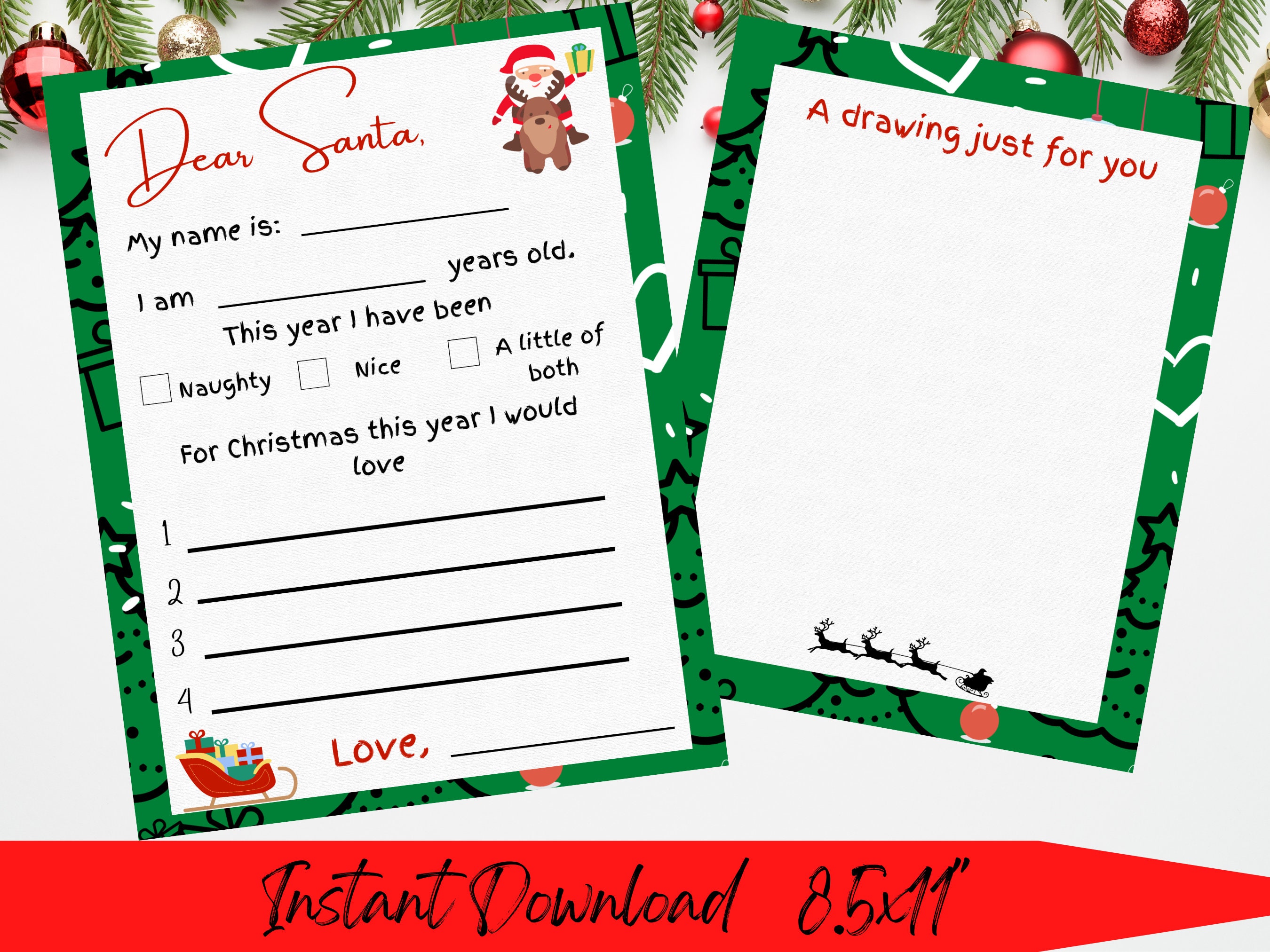 Letter to Santa Printable, Kids Letter to Santa, Santa Letter ...