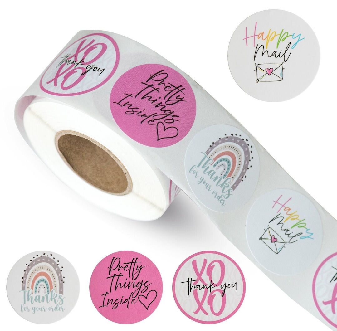 Assorted Cute Mailing Round Glossy Stickers Labels /happy Mail / Thanks ...