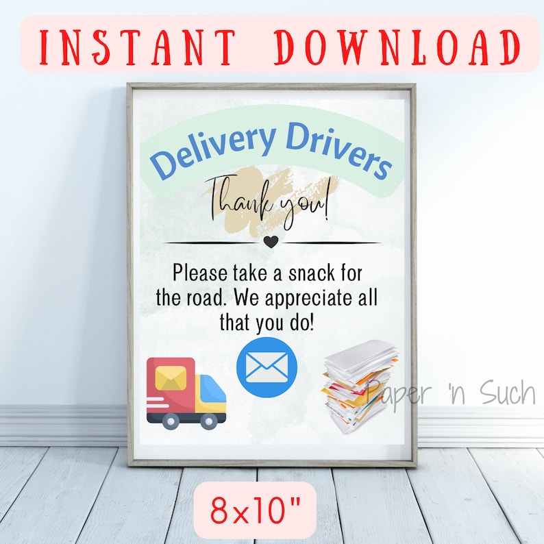Printable Delivery Driver Snack Sign Mail Carrier Package - Etsy