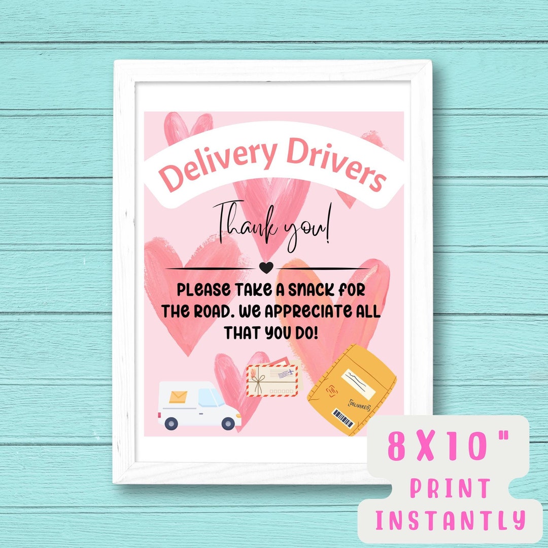 Printable Delivery Driver Snack Sign, Mail Carrier, Package Delivery ...