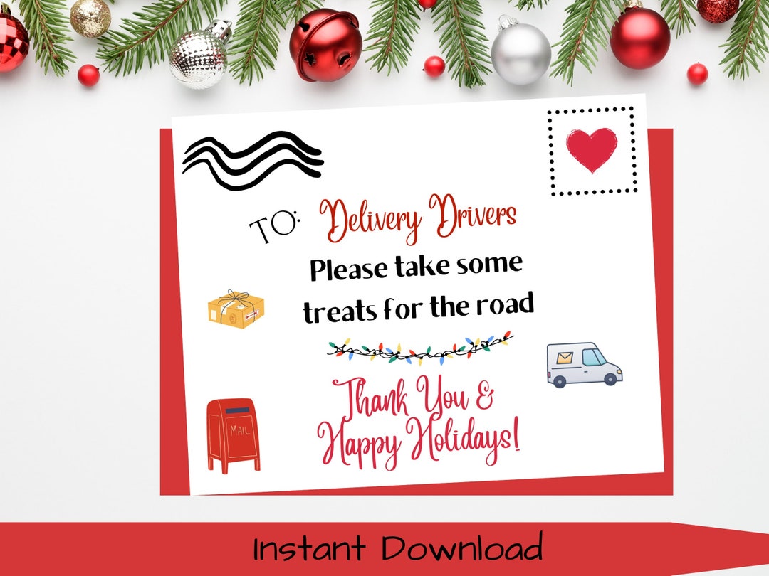 Printable Delivery Driver Snack Sign, Mail Carrier, Packages, Package ...