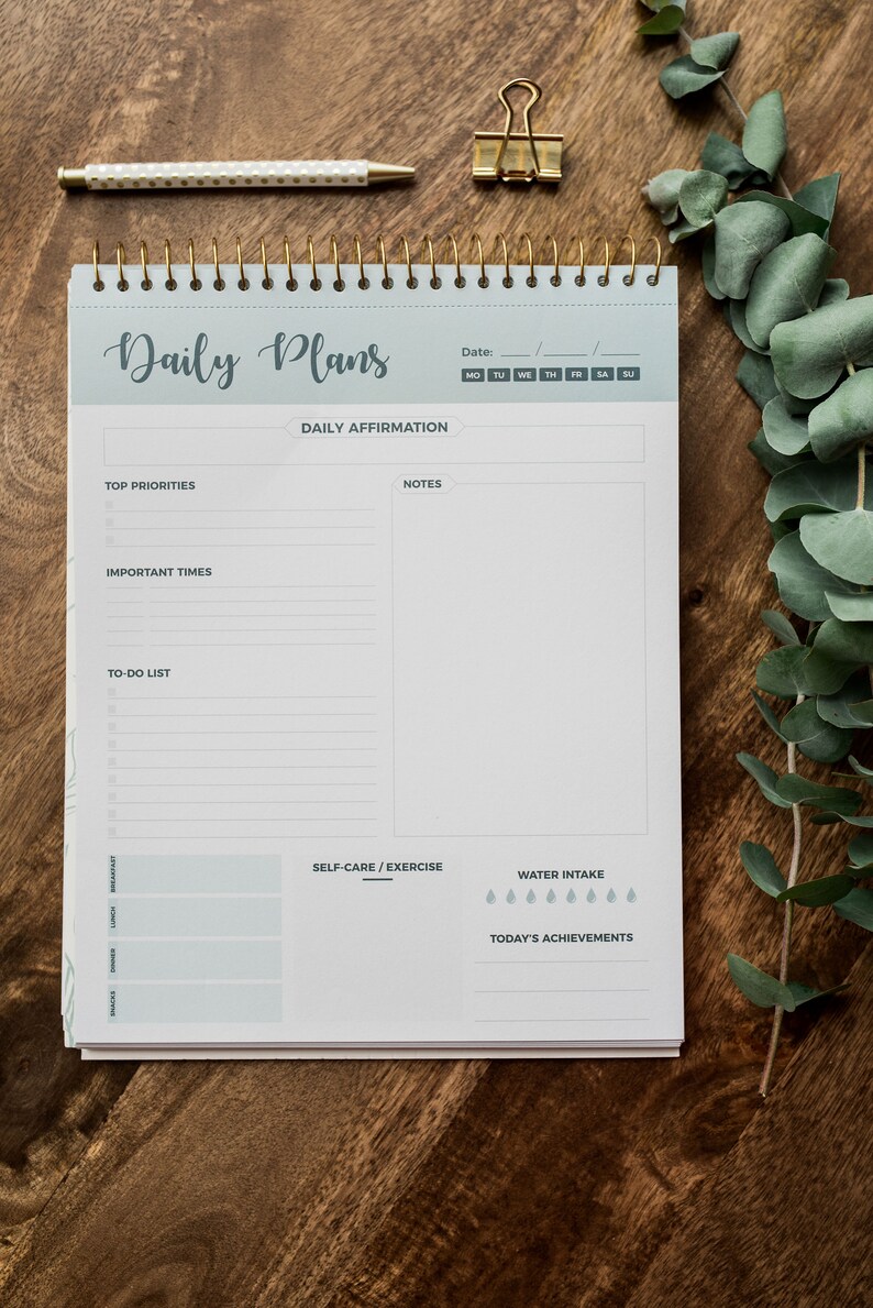 Spiral Daily Planner Agenda Notepad W/ 100 Undated 8.5 X 11 | Etsy