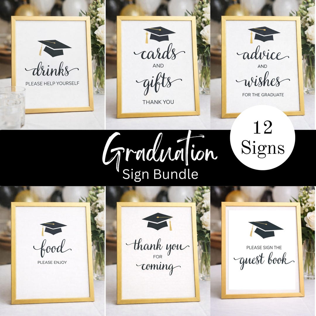 Graduation Sign Bundle - Instant Download - Printable Grad Party Signs ...