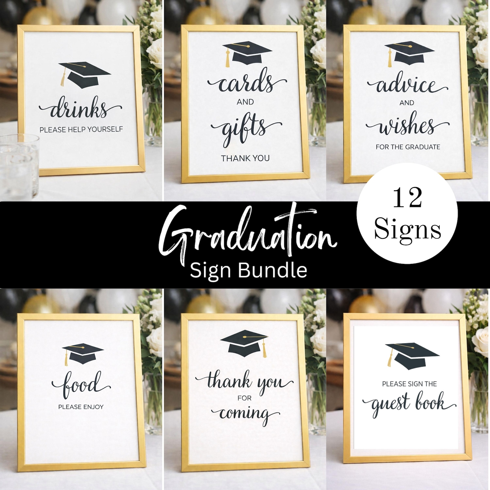 Graduation Sign Bundle - Instant Download - Printable Grad Party Signs ...