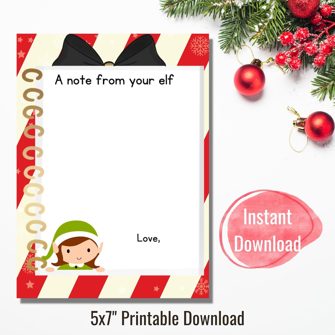 Digital Download Blank Elf Note Cards - Blank Elf Mail , Fill in Note ...