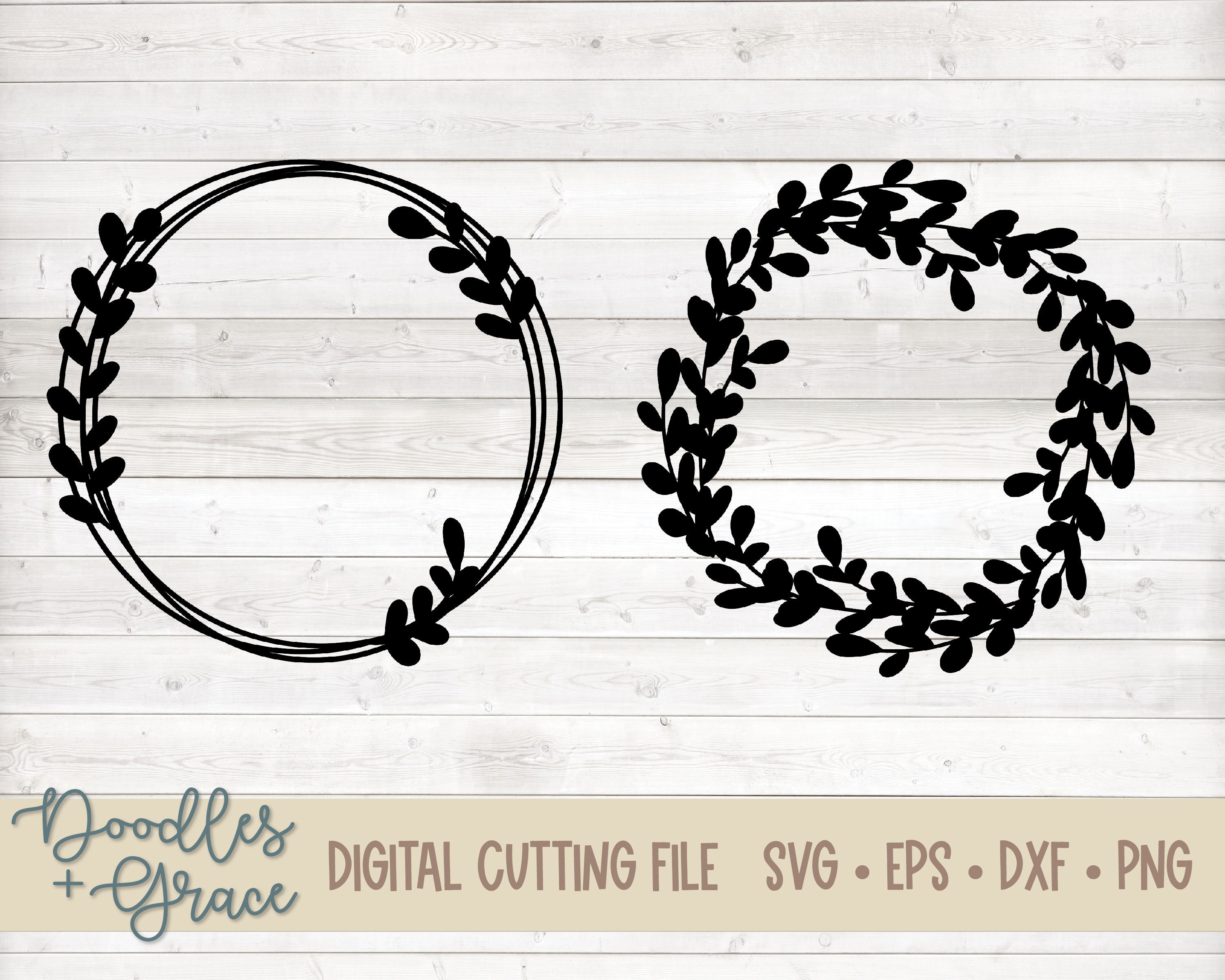 Handgetekende krans SVG Lauwerkrans SVG Monogram frame SVG - Etsy België