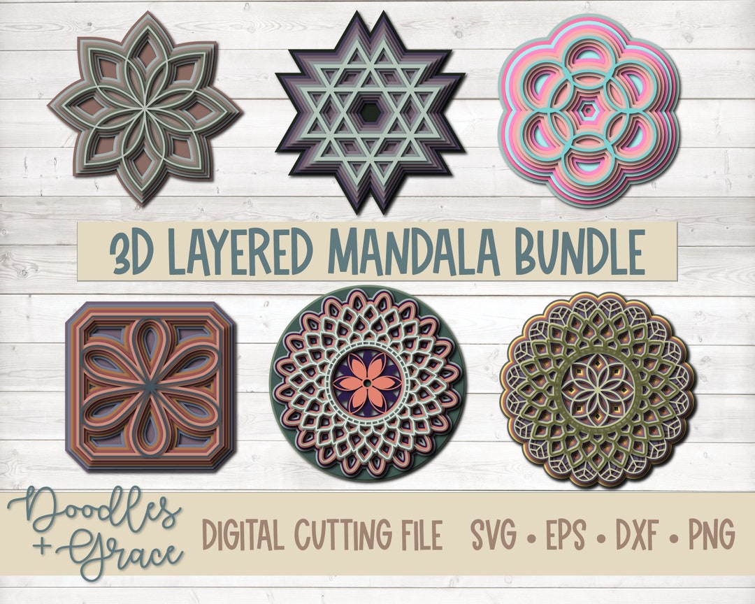 3D Layered Mandala SVG Bundle | Mandala Cutting File | Multi Layered ...