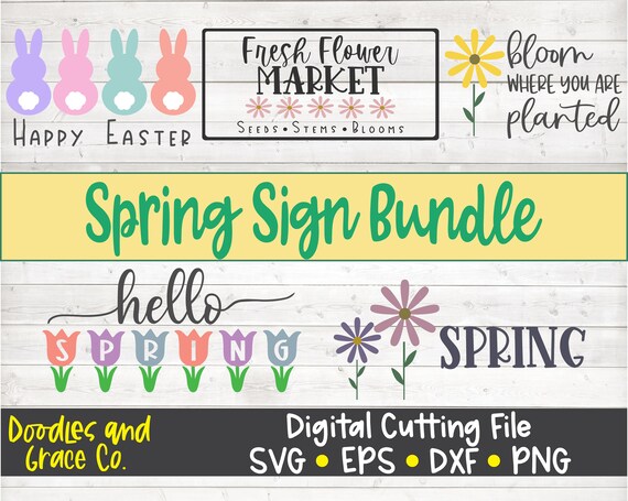 Spring Sign SVG Bundle Hello Spring SVG Happy Easter svg | Etsy
