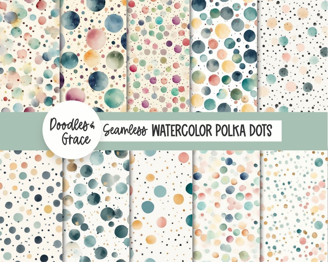 Seamless Watercolor Polka Dot Digital Papers | Whimsical Watercolor ...
