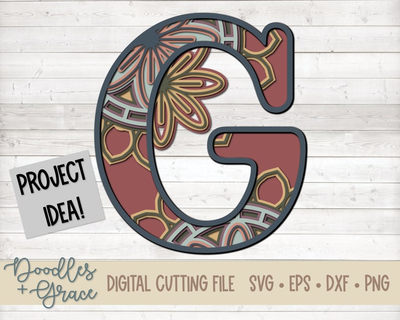 3D Letter G Mandala SVG | Layered Alphabet Mandala SVG | Paper Crafting ...