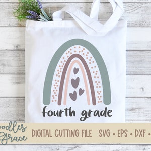 Fourth Grade SVG | Fourth Grade Teacher Boho Rainbow SVG | Modern Boho ...