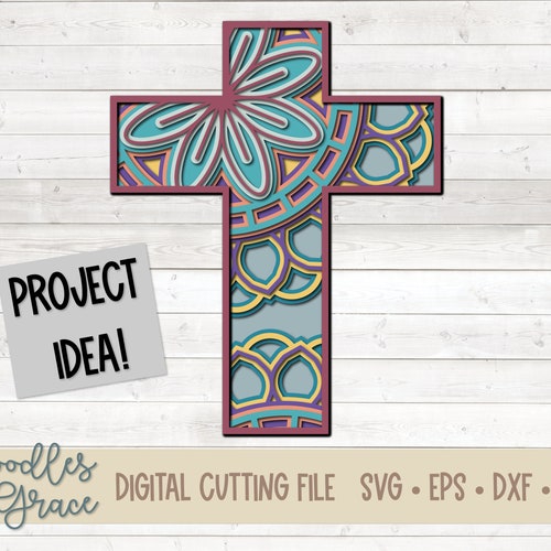3D Cross Mandala SVG Layered Cross Mandala SVG Paper - Etsy