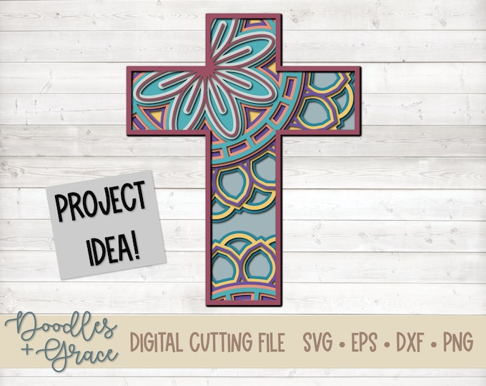 Cruz en capas SVG, mandala en capas dxf - Etsy México