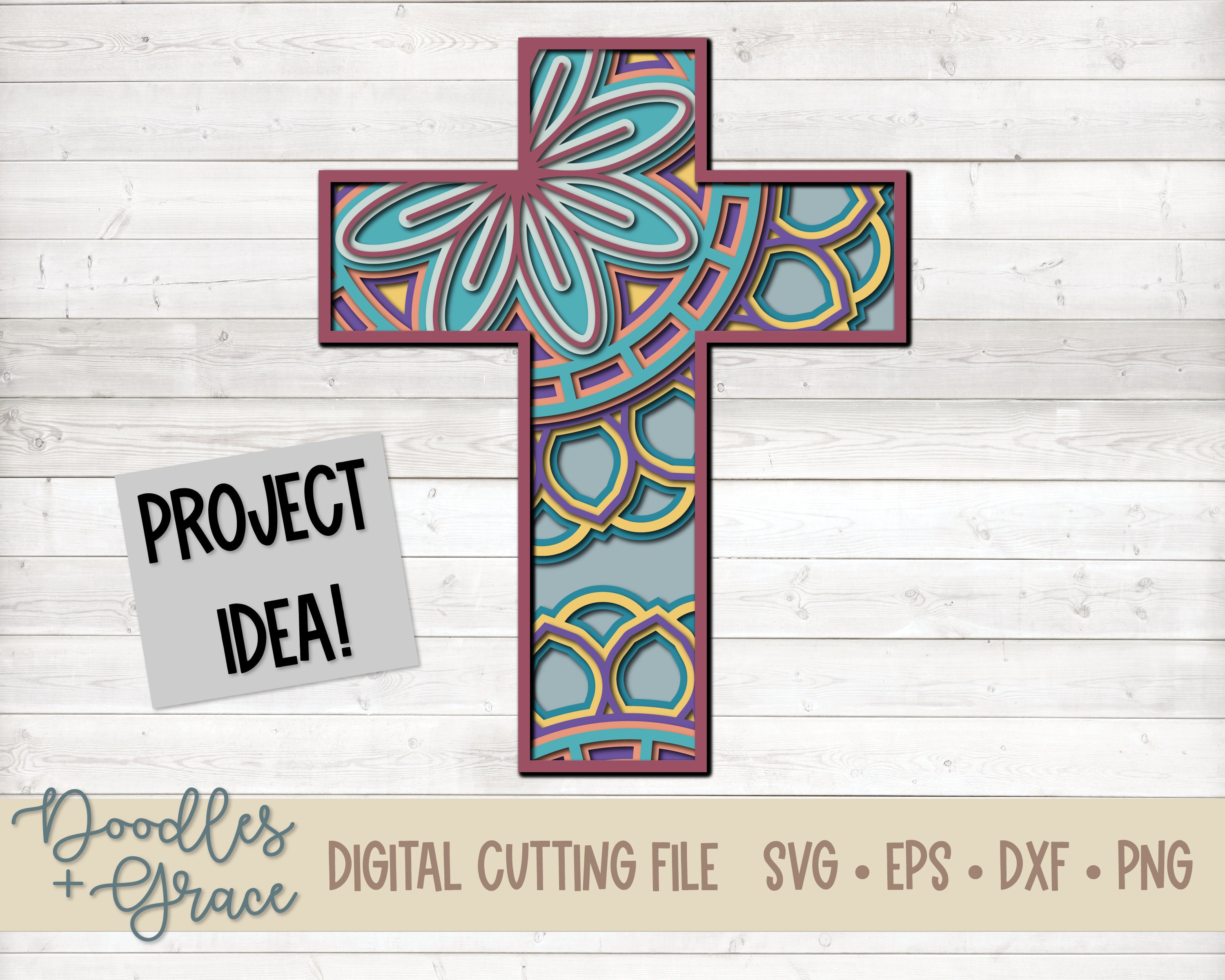 3D Cross Mandala SVG Layered Cross Mandala SVG Paper | Etsy