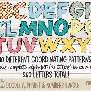 School Doodle Alphabet PNG Bundle | PNG Sublimation Alphabet | Teacher ...