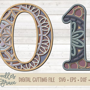 3D Number Mandala SVG Bundle | Layered Number Mandala SVG | Paper ...