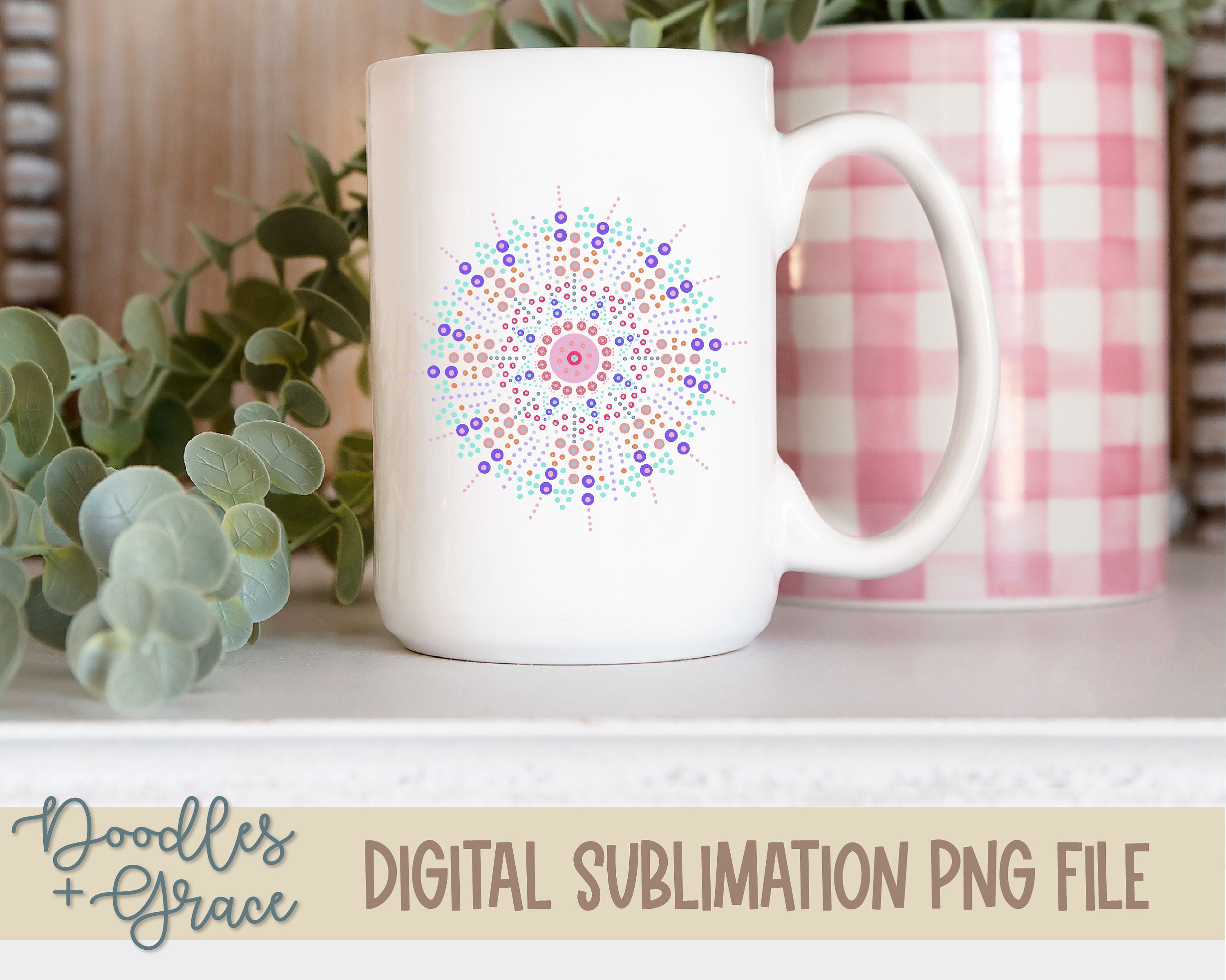 Dot Mandala Sublimation File | Hand Drawn Mandala PNG | Boho Mandala ...
