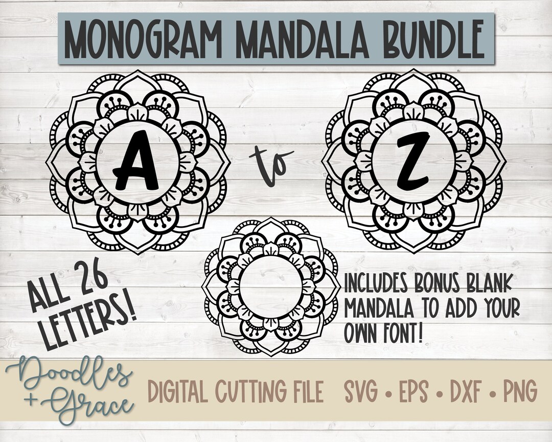 Mandala Monogram SVG Bundle | Alphabet Mandala SVG | Mandala Letters ...