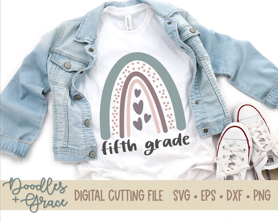 Fifth Grade SVG Fifth Grade Teacher Boho Rainbow SVG - Etsy
