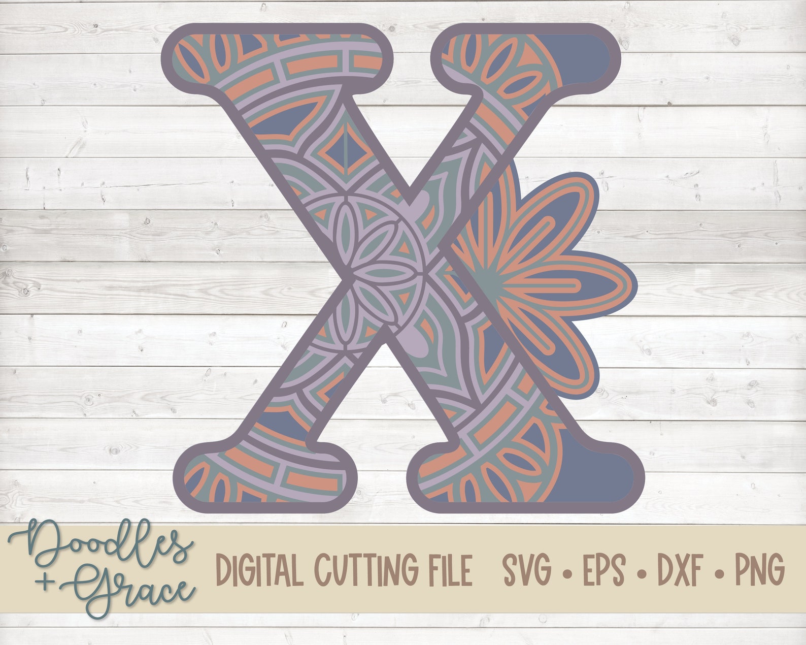 3D Letter X Mandala SVG Layered Alphabet Mandala SVG Paper - Etsy