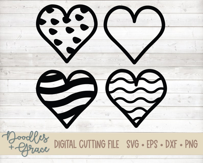 Doodle Hearts SVG Hand Drawn Hearts Svg Love Svg Heart | Etsy