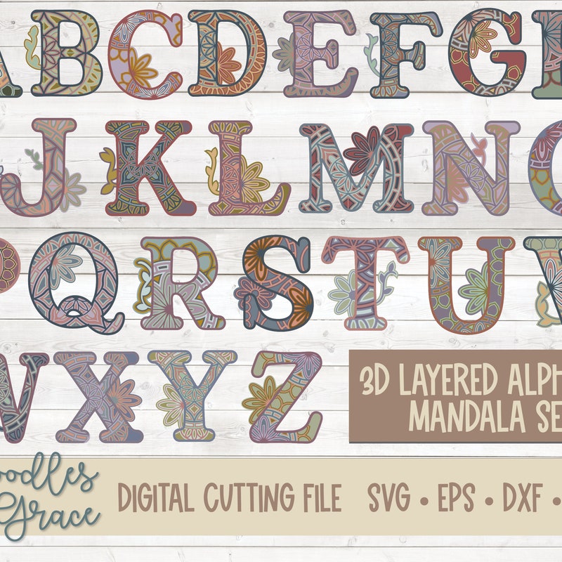 Mandala Letters Svg - Etsy