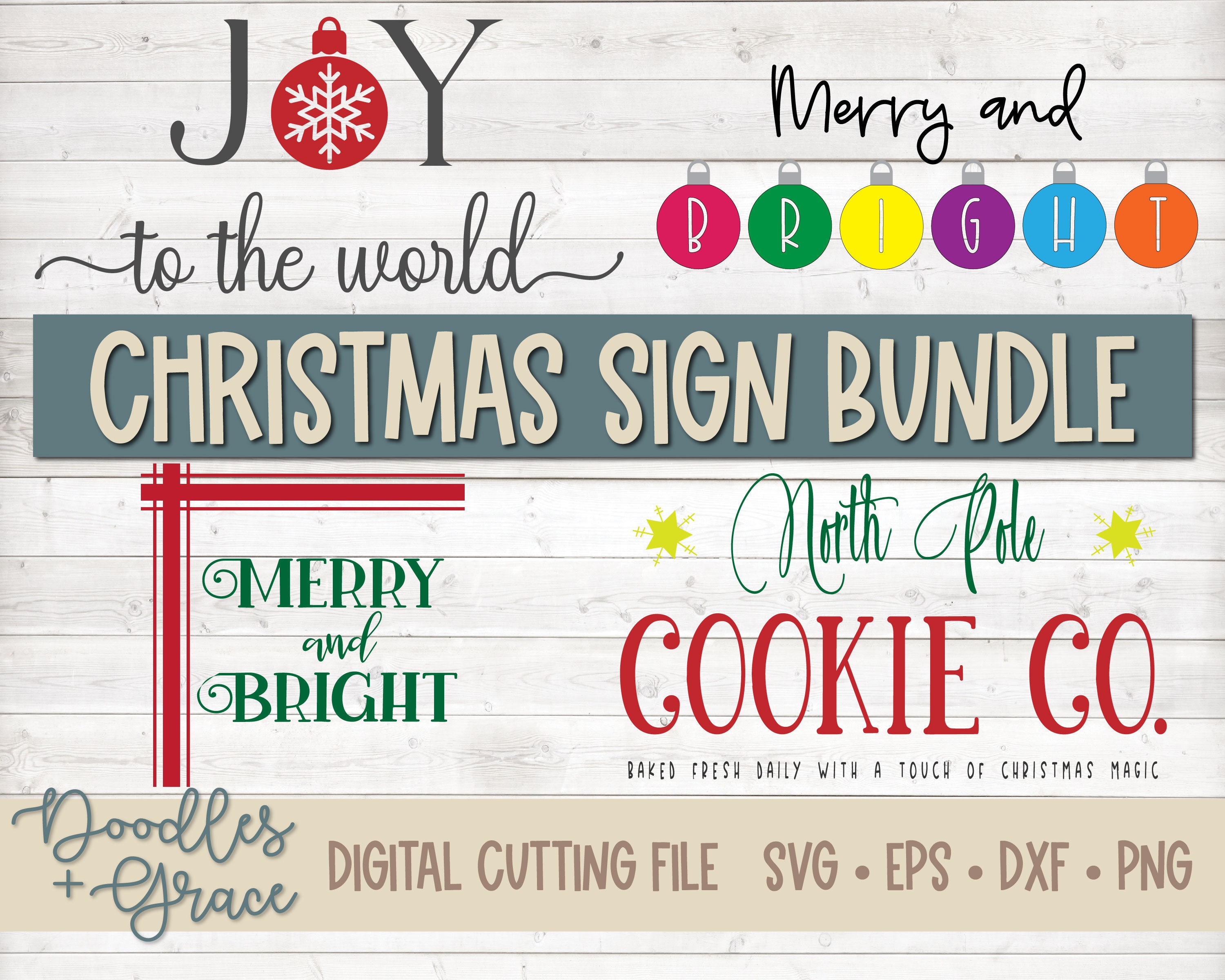 Christmas SVG Bundle Merry and Bright Joy to the World | Etsy