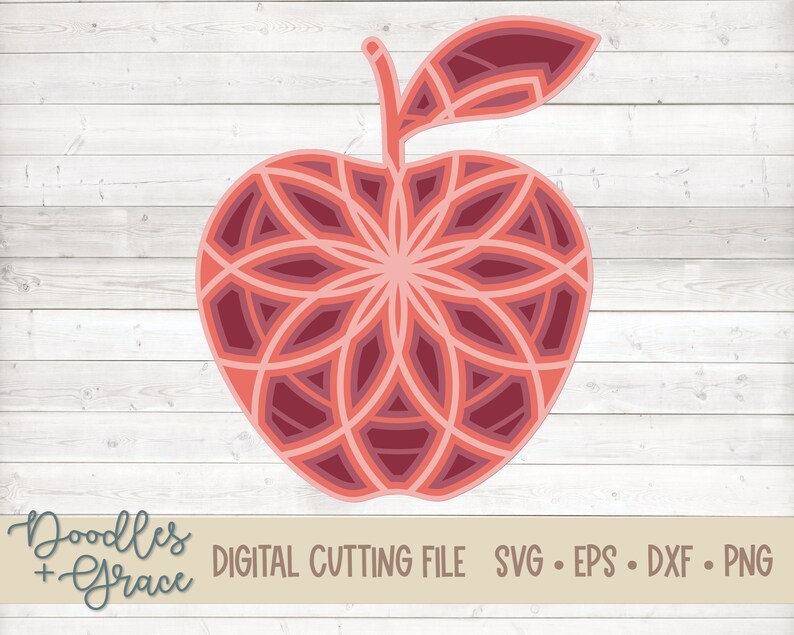 3D Apple Mandala SVG | Layered Apple Mandala SVG | Teacher Gift SVG ...