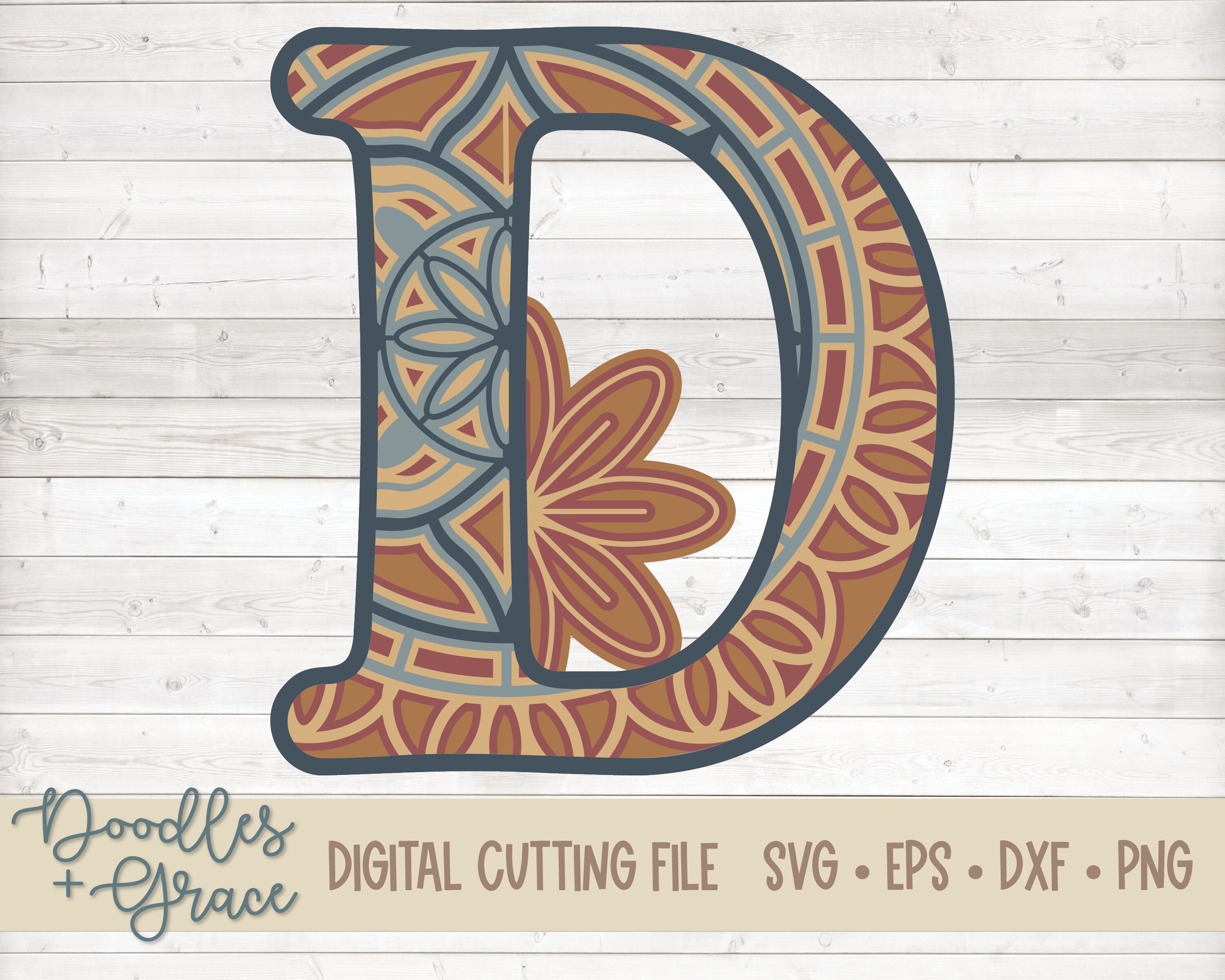 3D Letter D Mandala SVG Layered Alphabet Mandala SVG Paper - Etsy