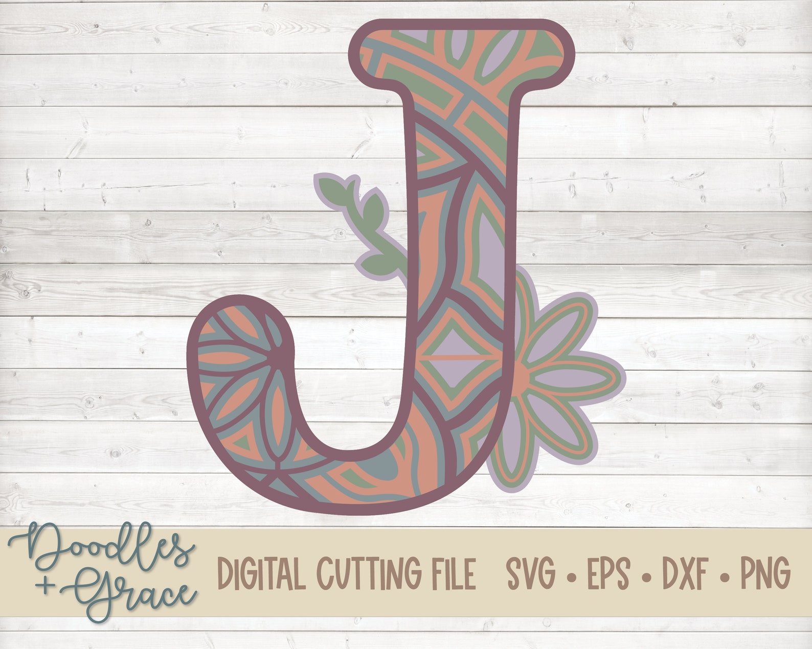 3D Letter J Mandala SVG Layered Alphabet Mandala SVG Paper - Etsy