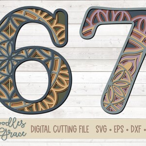 3D Number Mandala SVG Bundle | Layered Number Mandala SVG | Paper ...