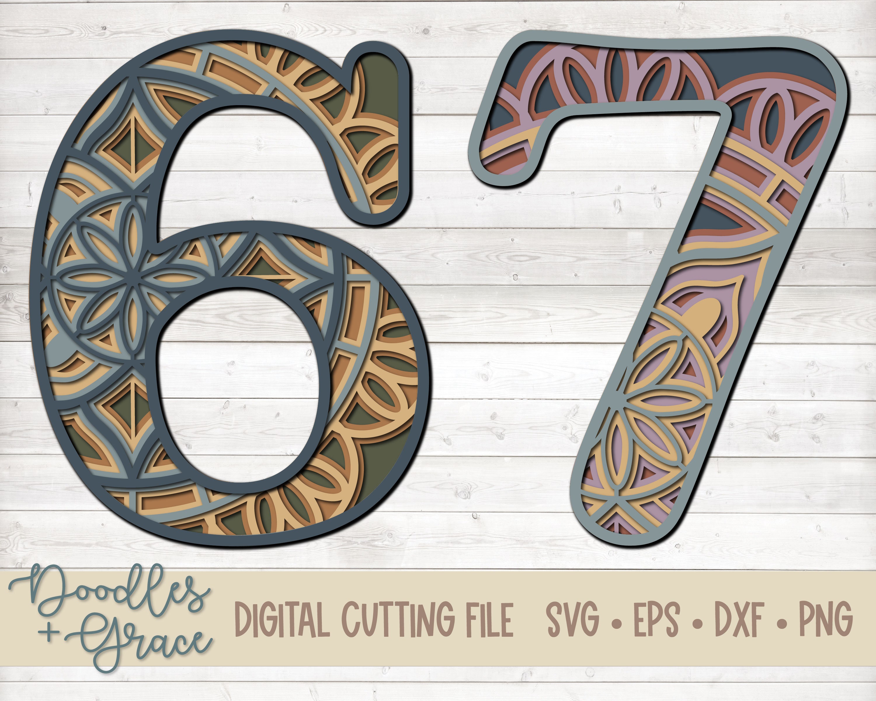 3D Number Mandala SVG Bundle Layered Number Mandala SVG | Etsy