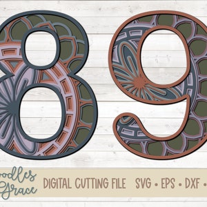 3D Number Mandala SVG Bundle | Layered Number Mandala SVG | Paper ...