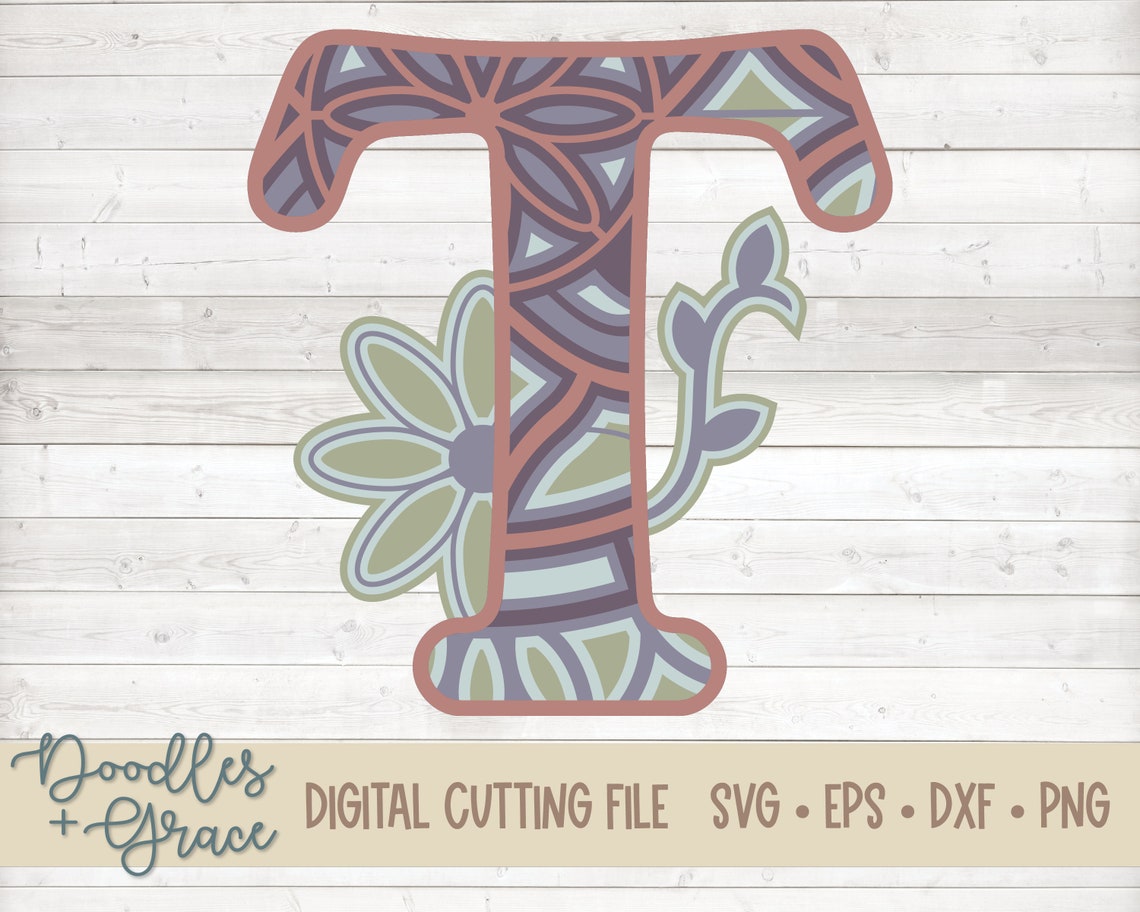 3D Letter T Mandala SVG Layered Alphabet Mandala SVG Paper - Etsy