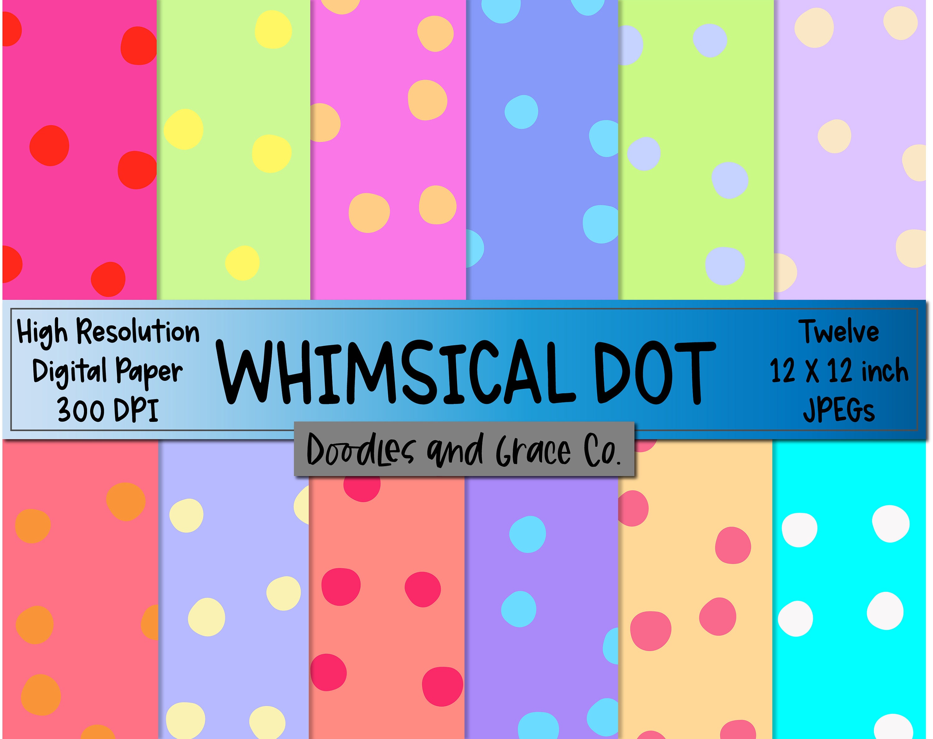 Whimsical Dot Digital Paper Polka Dot Digital Paper Dotted | Etsy