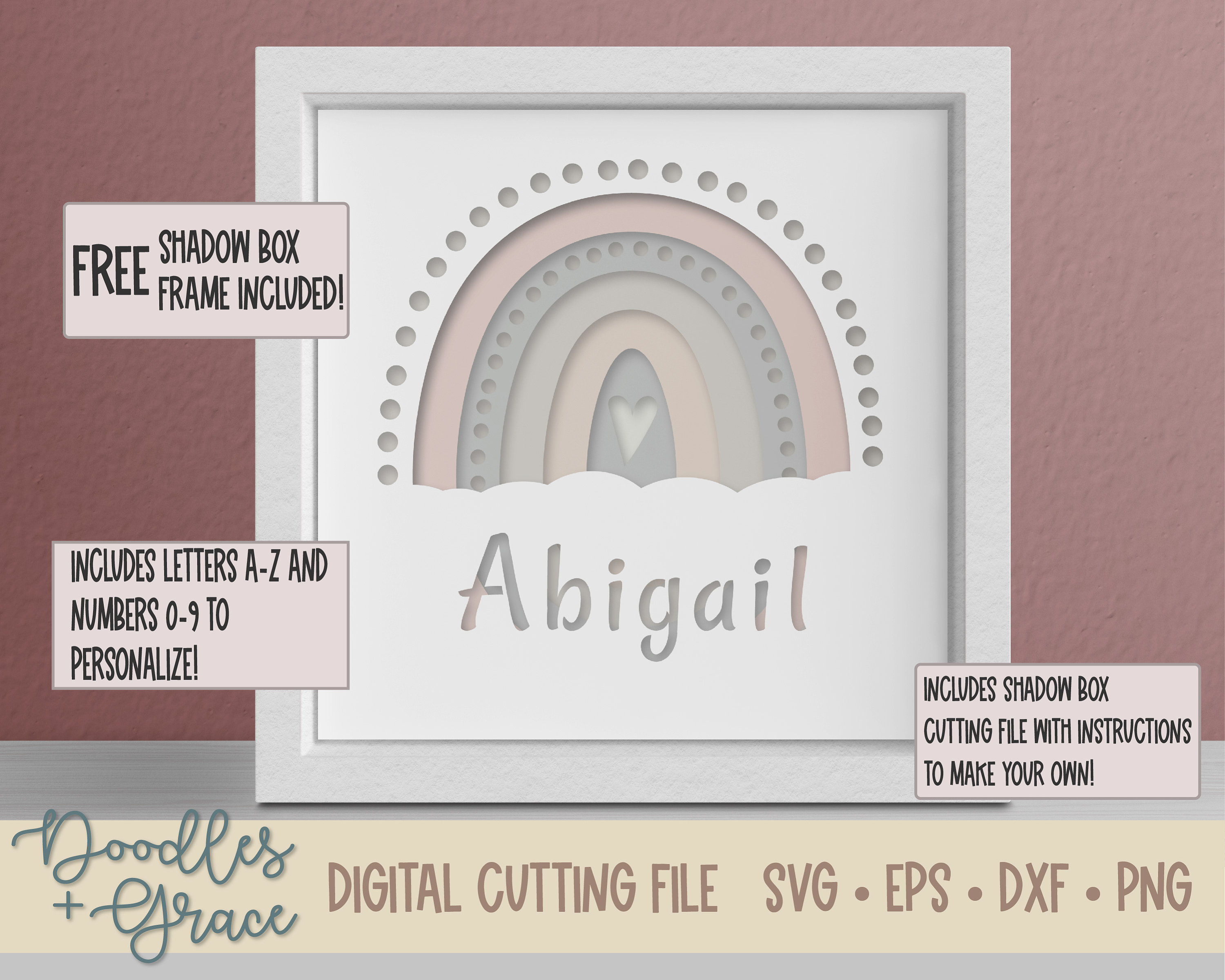 3D Personalized Rainbow Shadow Box SVG Boho Rainbow SVG - Etsy UK