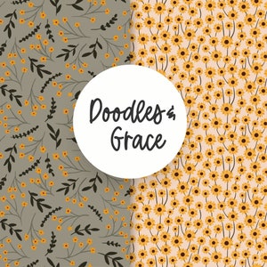 Boho Floral Digital Papers | Hand Drawn Doodle Flowers | Seamless ...