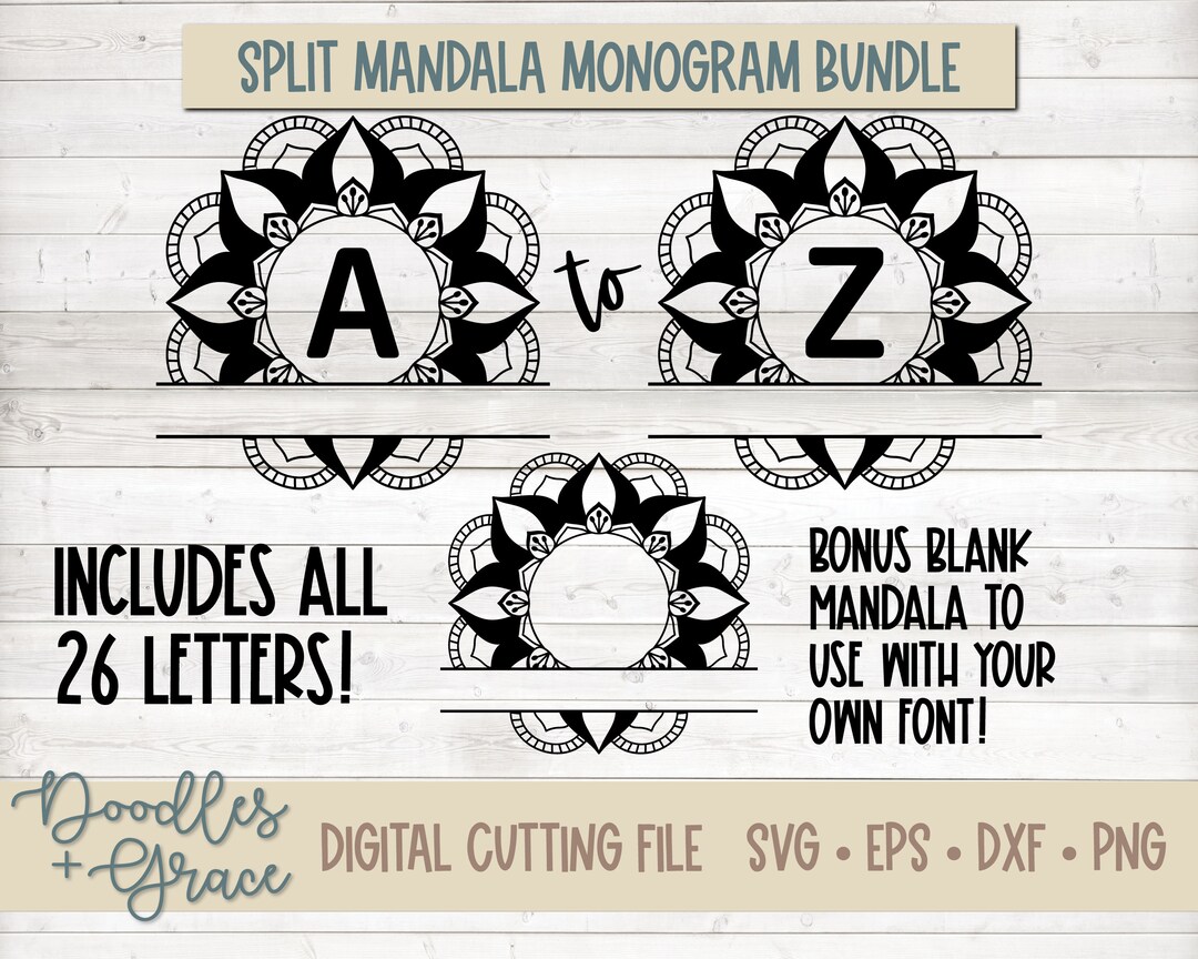 Split Mandala Monogram SVG Bundle | Alphabet Mandala SVG | Mandala ...